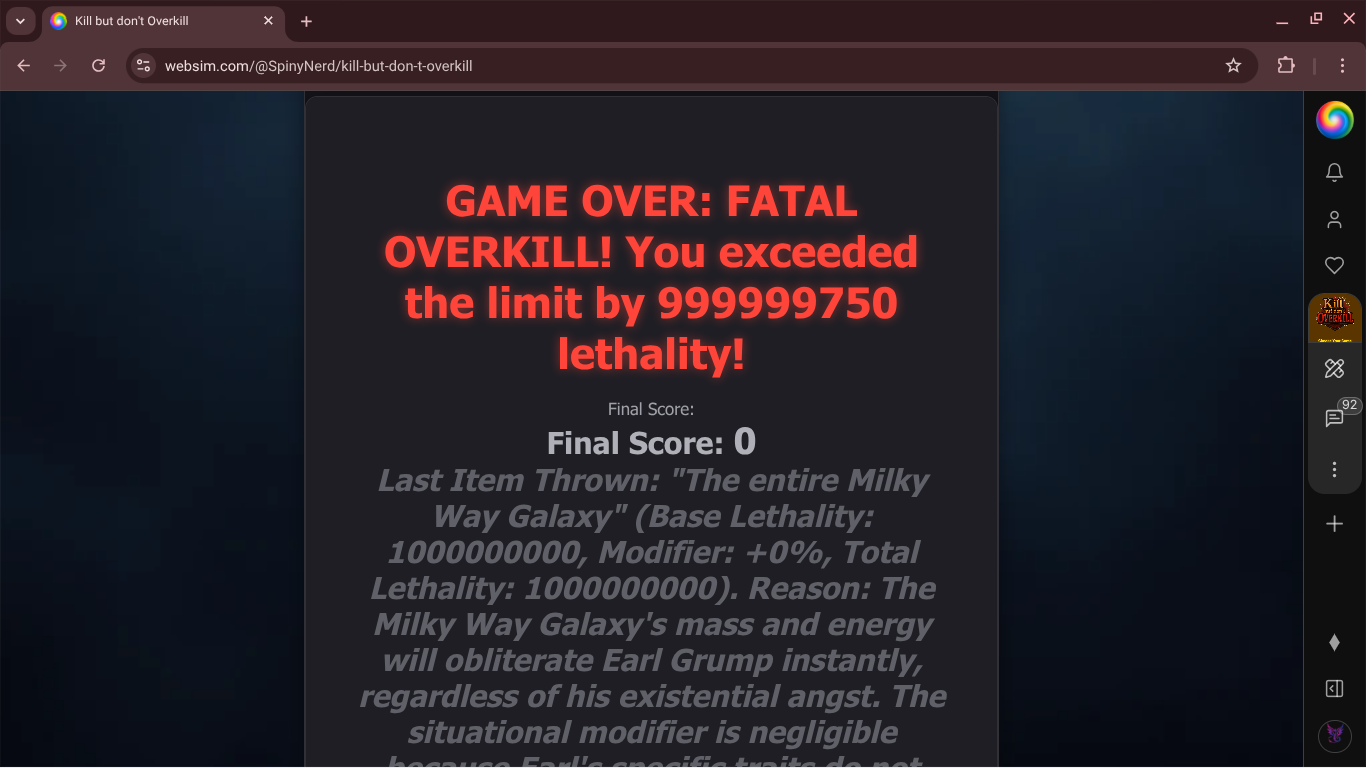 Kill but don't Overkill